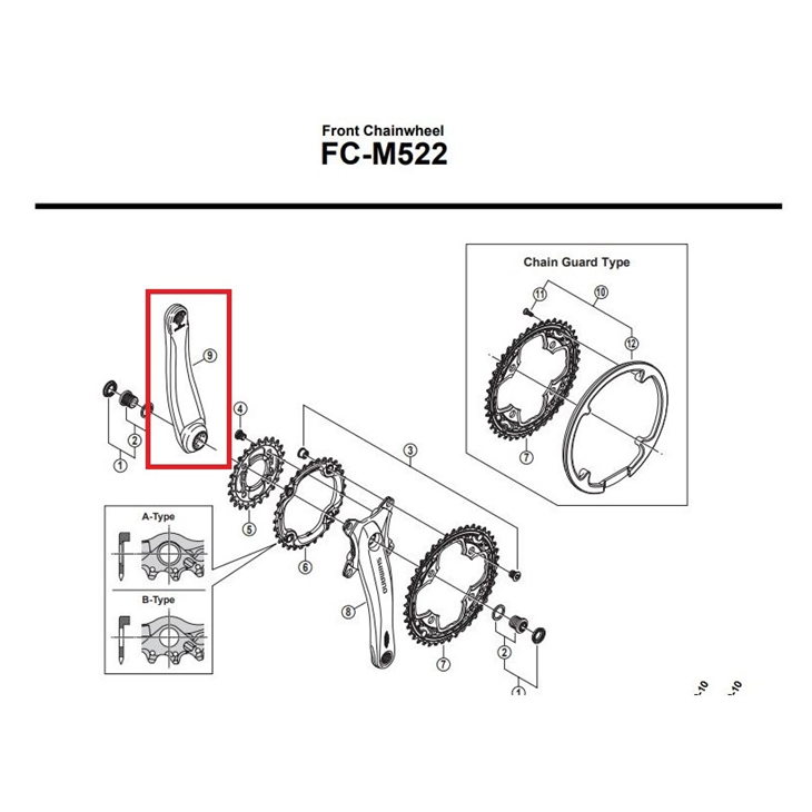 Shimano Shimano Biela Izquierda Deore Octalink 175mm | Mammoth